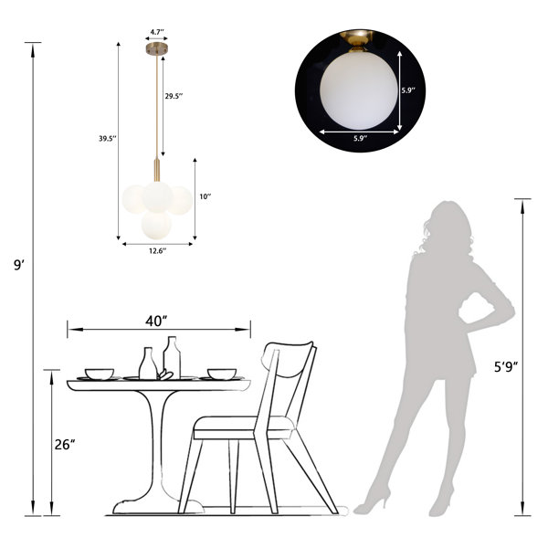 Mercer41 Modern 4 - Light Dimmable Linear Sphere Chandelier & Reviews | Wayfair